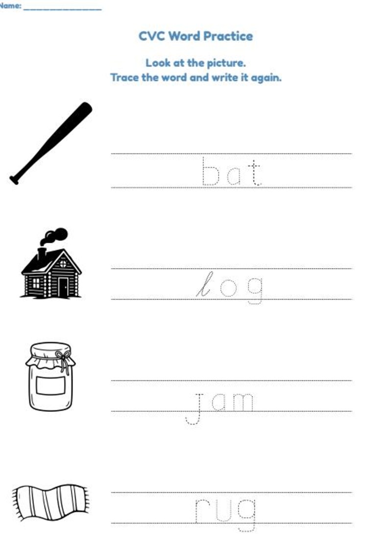 Sight Words & CVC Words Workbook | 20 Printable Pages | Kindergarten ...
