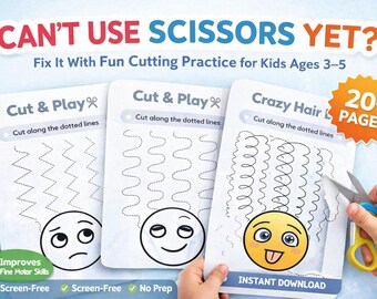 Scissor Skills Worksheets for Kids | Cutting Practice Printable Ages 3 ...