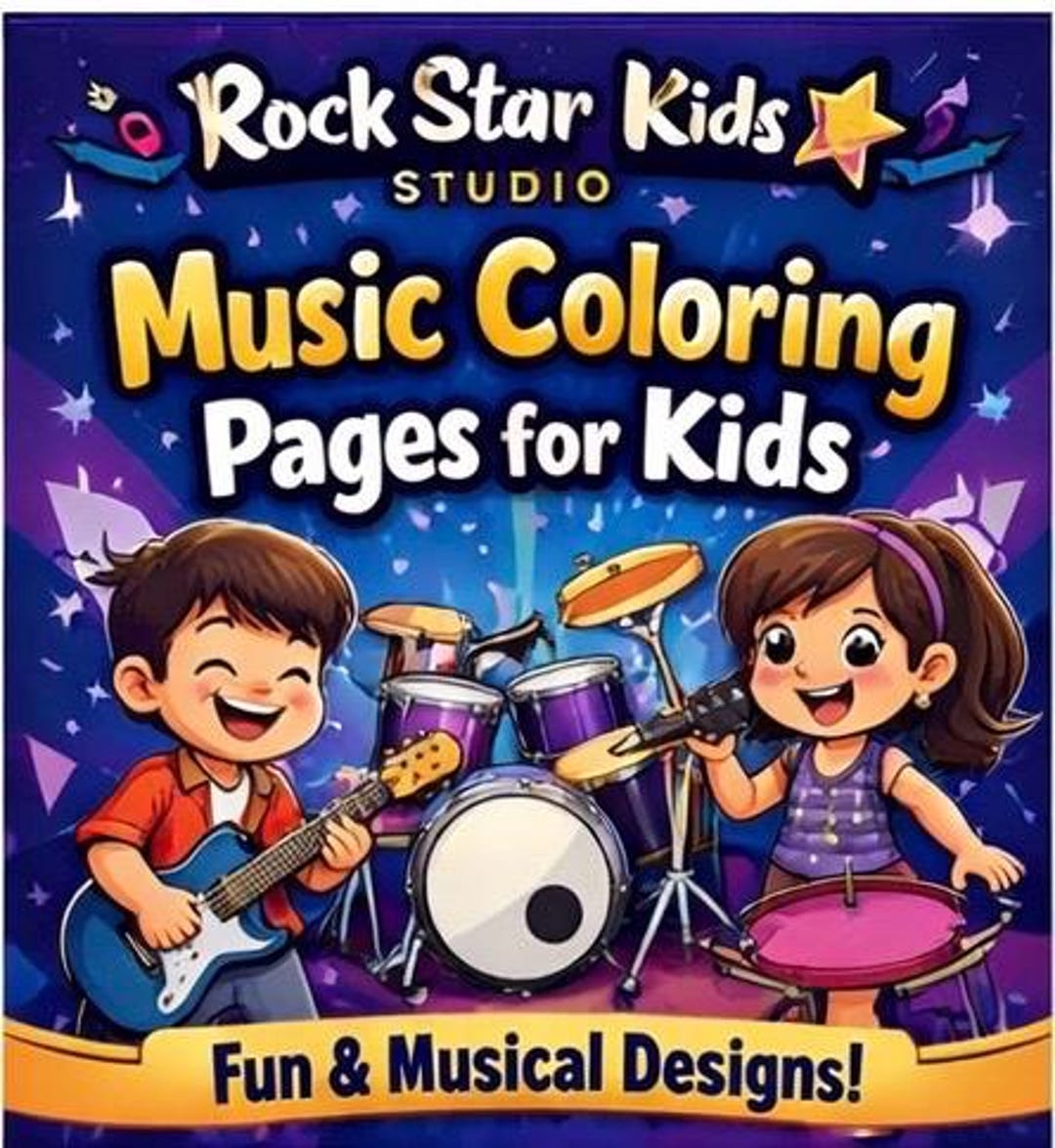 Rock Star Kids Music Coloring Book for Kids – 30 Printable Pages - Etsy