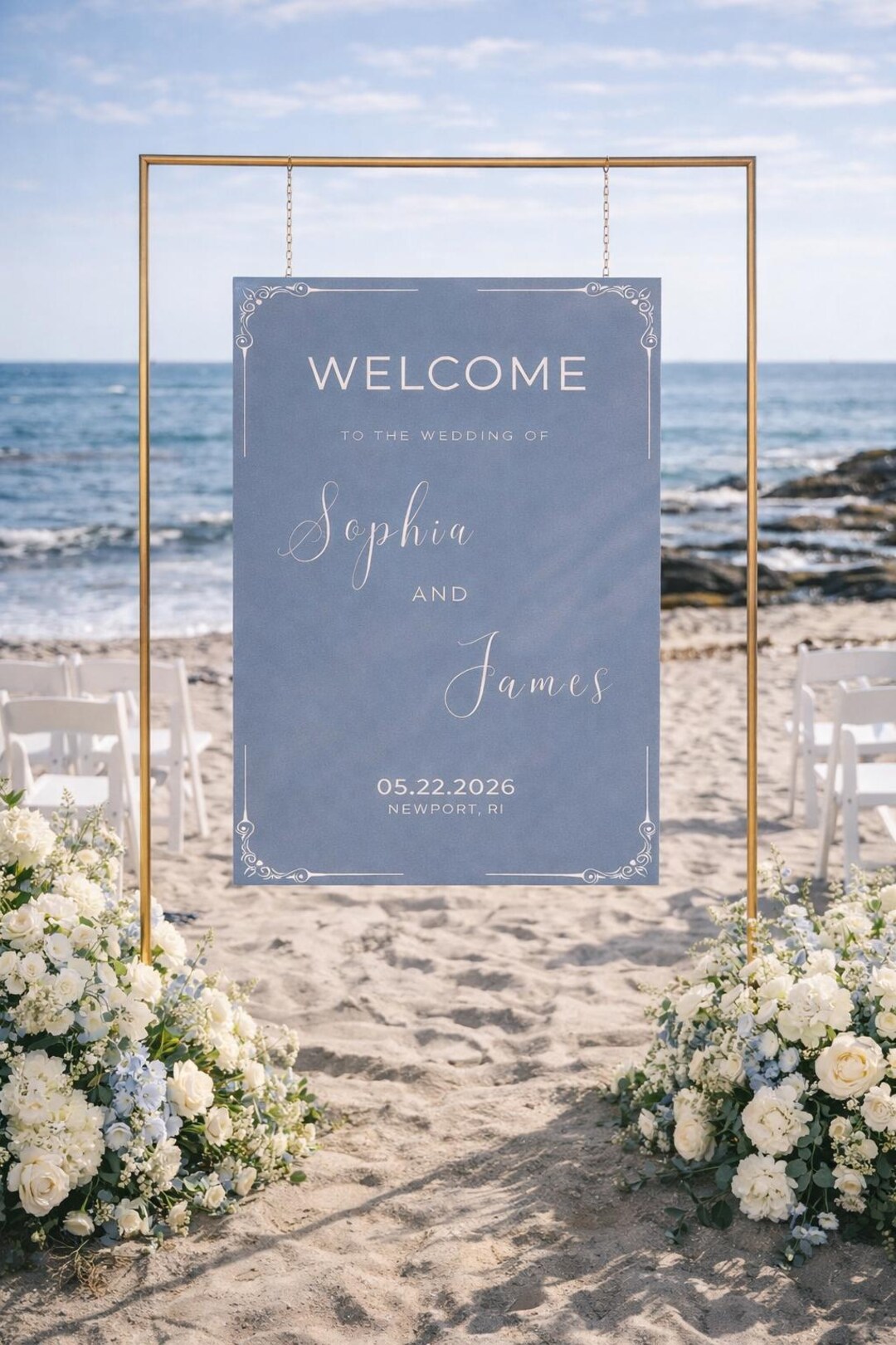 Blue Wedding Welcome Sign Template, Editable Canva Welcome Sign ...