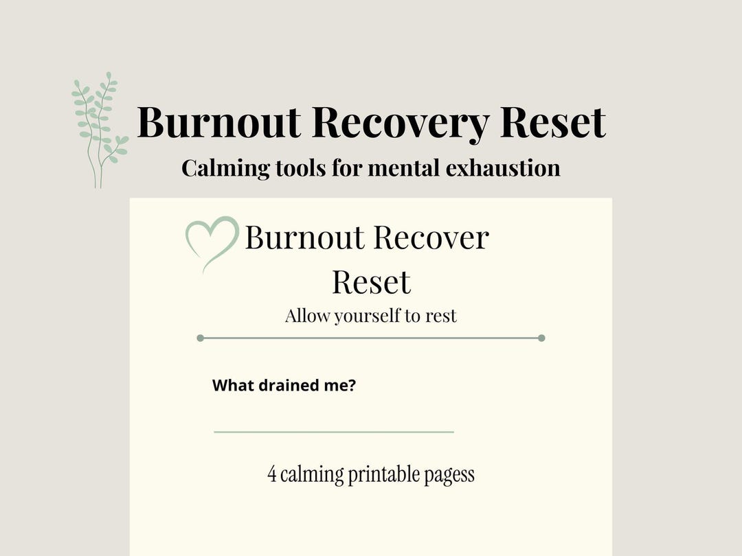 Burnout Recovery Reset Worksheet, Mental Exhaustion Support PDF ...