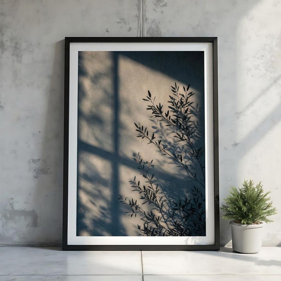 Botanical Shadow Wall Art, Dark Moody Plant Poster, Minimalist Decor ...