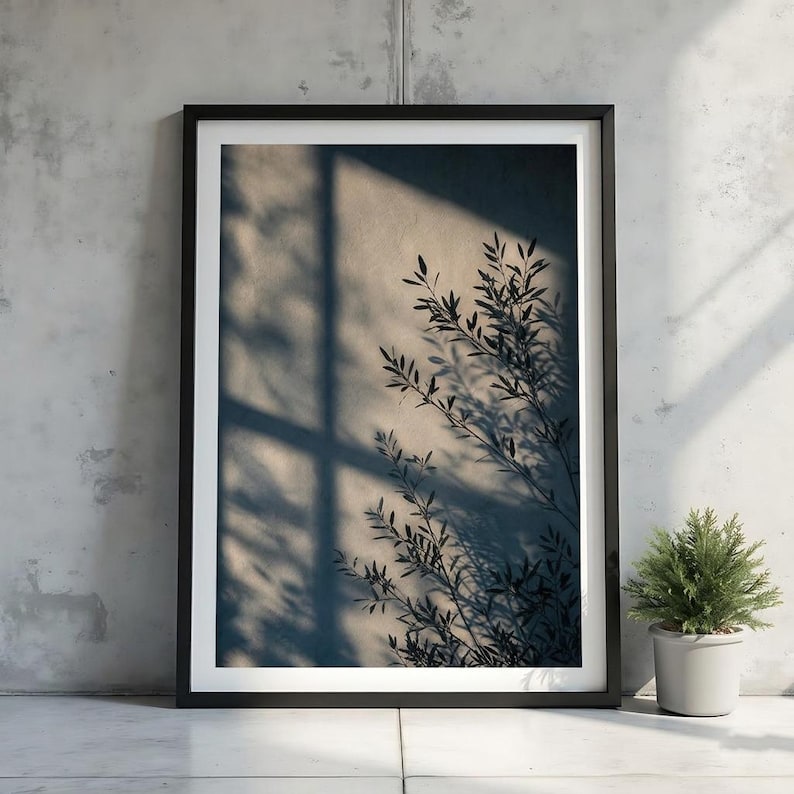 Botanical Shadow Wall Art, Dark Moody Plant Poster, Minimalist Decor ...