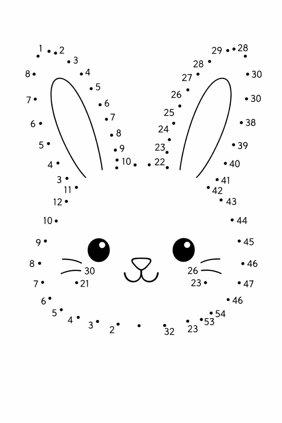 Bunny Dot-to-dot Coloring Page Printable - Etsy