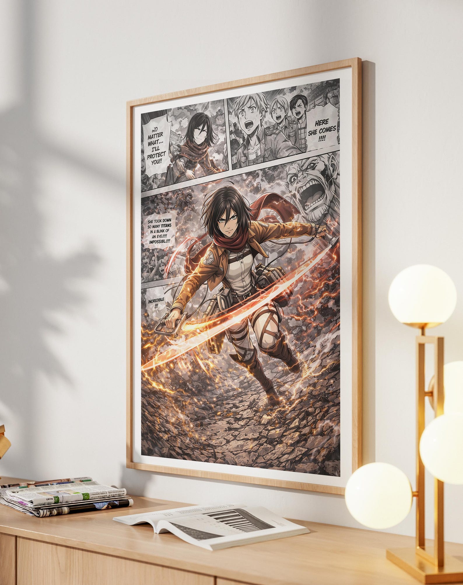 Mikasa Ackerman Attack on Titan Poster | Intense Battle Anime Wall Art ...