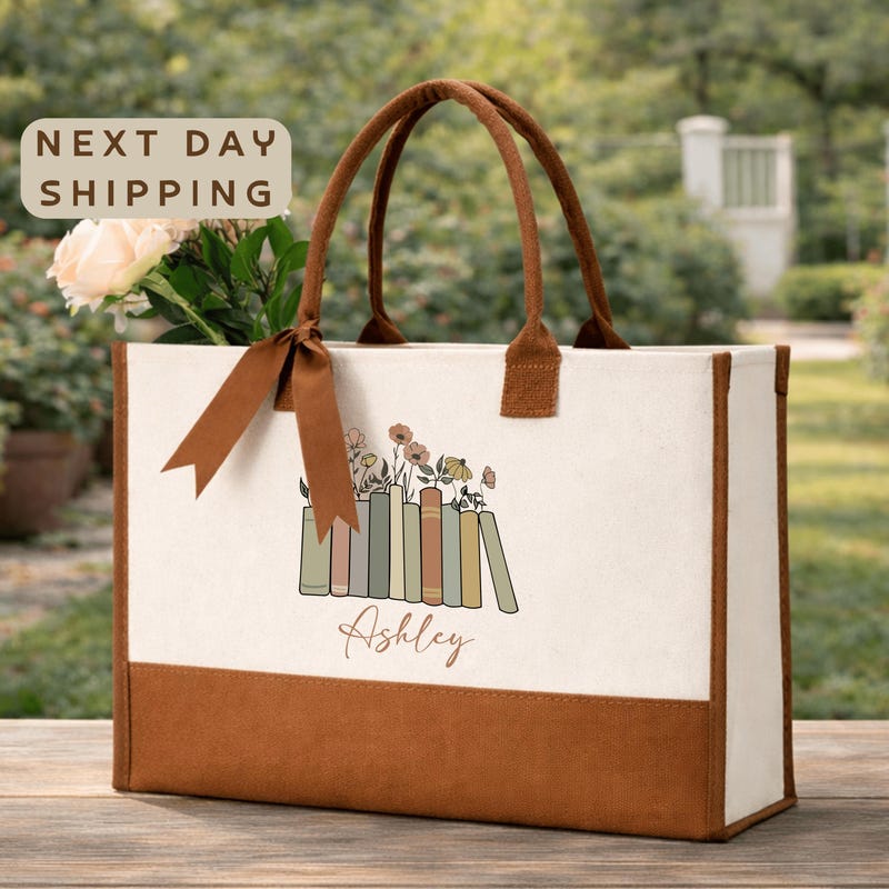 Custom Book Stack Tote - Etsy