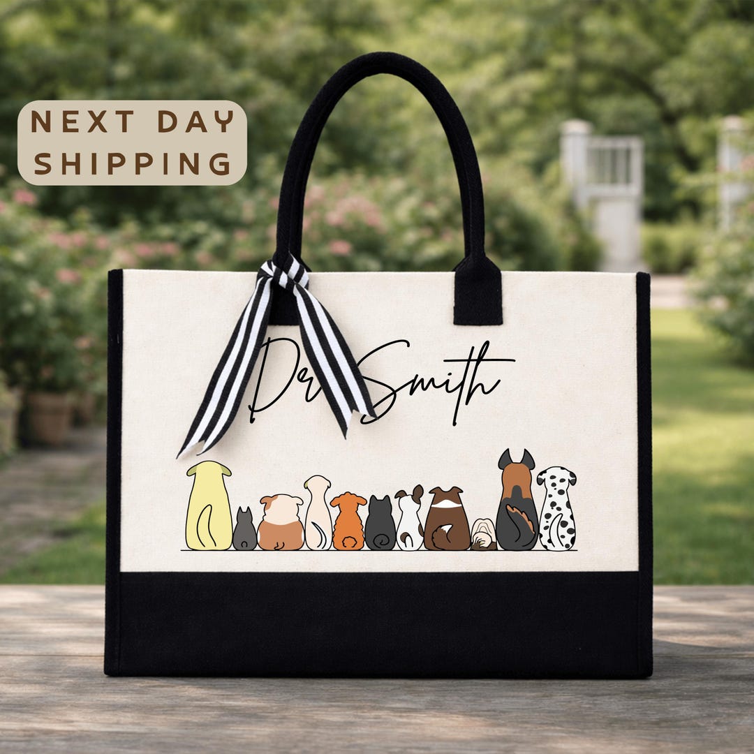 Personalized Dog Tote Bag, Custom Dog Mom Tote, Dog Lover Gift, Pet ...