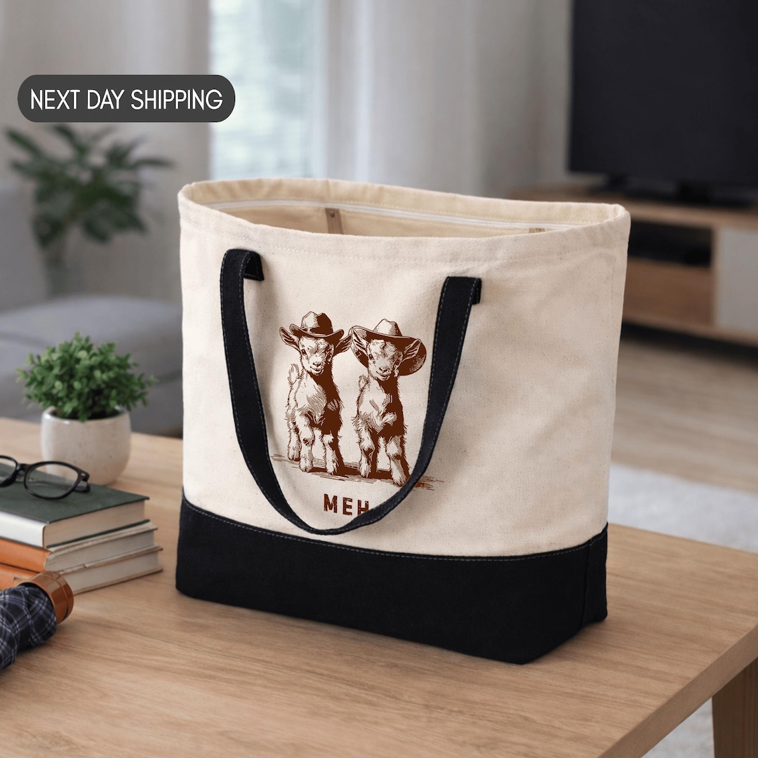 Funny Goat Tote Bag, Meh Goat Tote Bag, Farm Animal Tote, Goat Lover ...