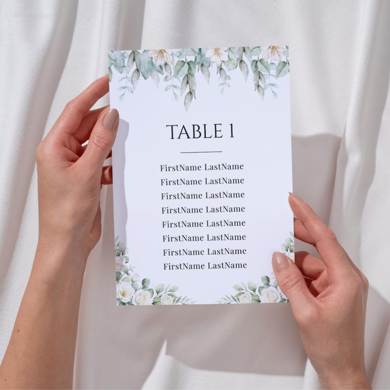 Wedding Seating Chart Template Greenery Floral Canva Editable Printable ...