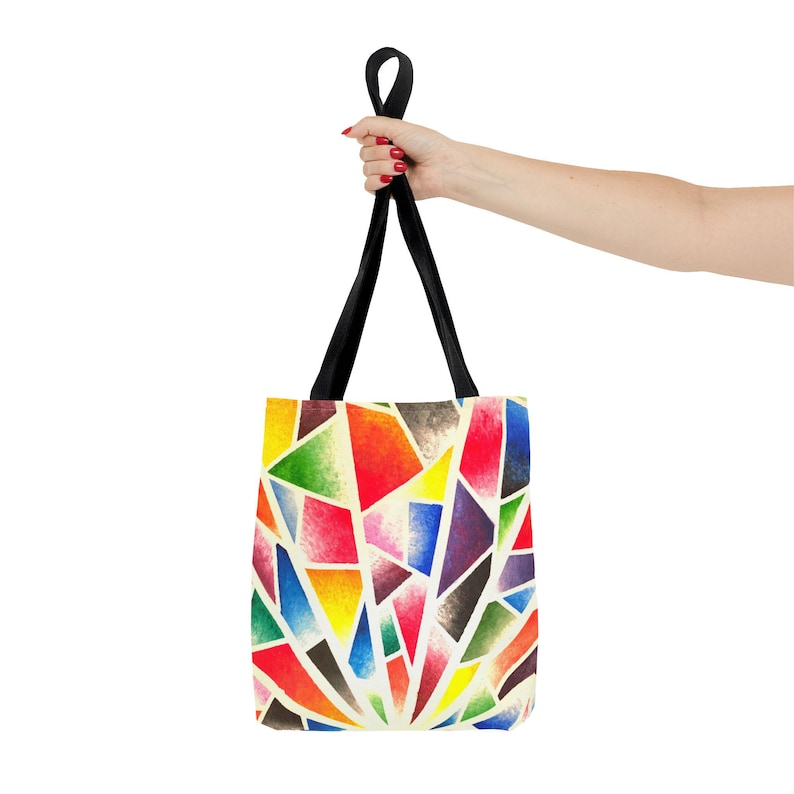 Colourful Geometric Tote Bag | Rainbow Reusable Shopping Bag | Bright ...