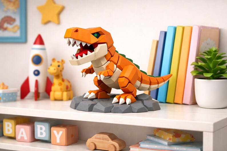 Low Poly T-rex 3D Print File | Dinosaur Statue Model for Painting (STL ...