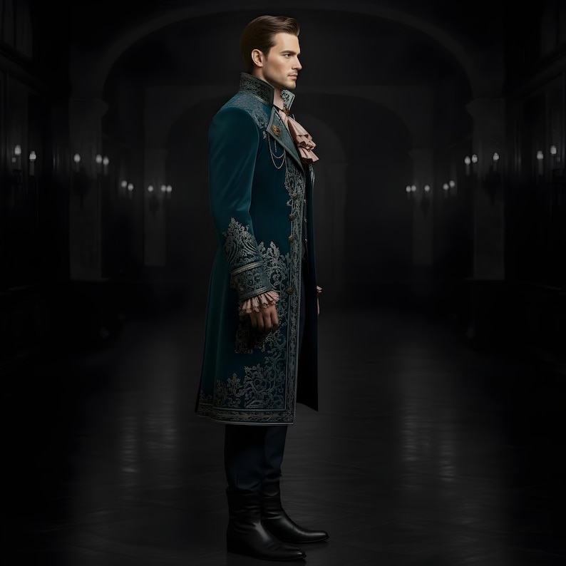 Mens Victorian Gothic Tailcoat, Steampunk Aristocrat Embroidered Frock ...