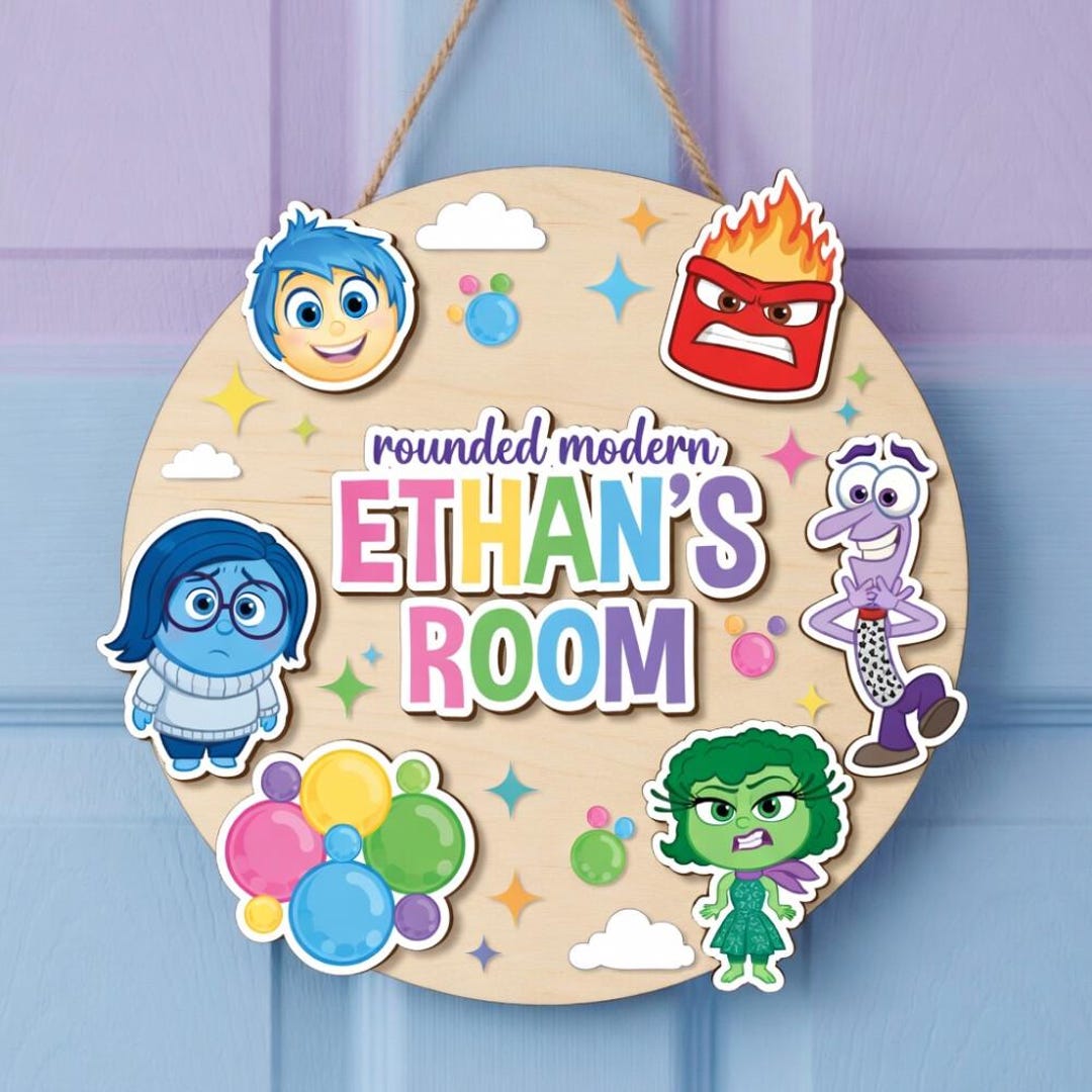 Inside Out Personalized Room Sign, Custom Emotion Characters Plaque ...