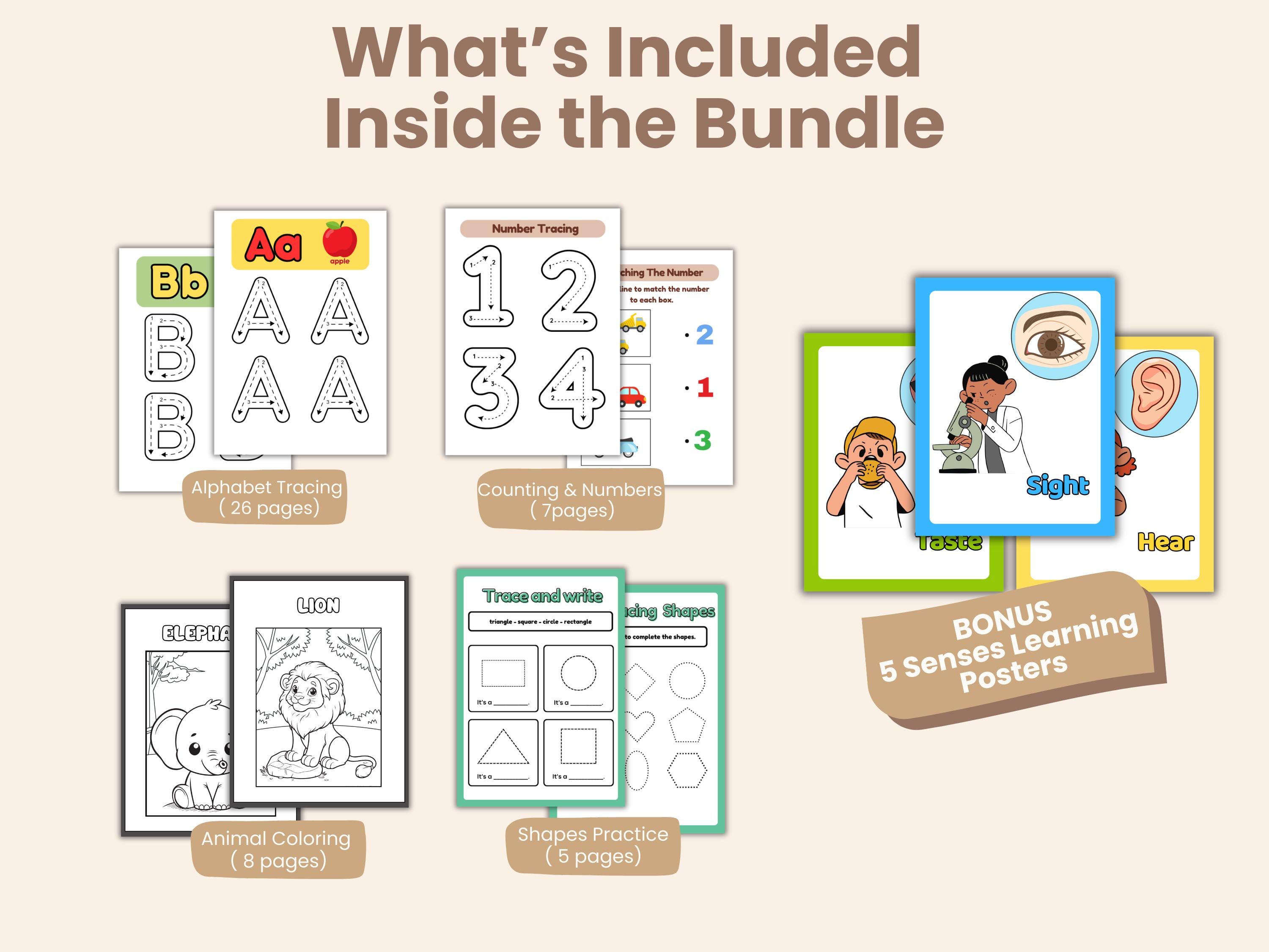 Toddler Activity Bundle Printable | Alphabet, Numbers Shapes, Animals ...