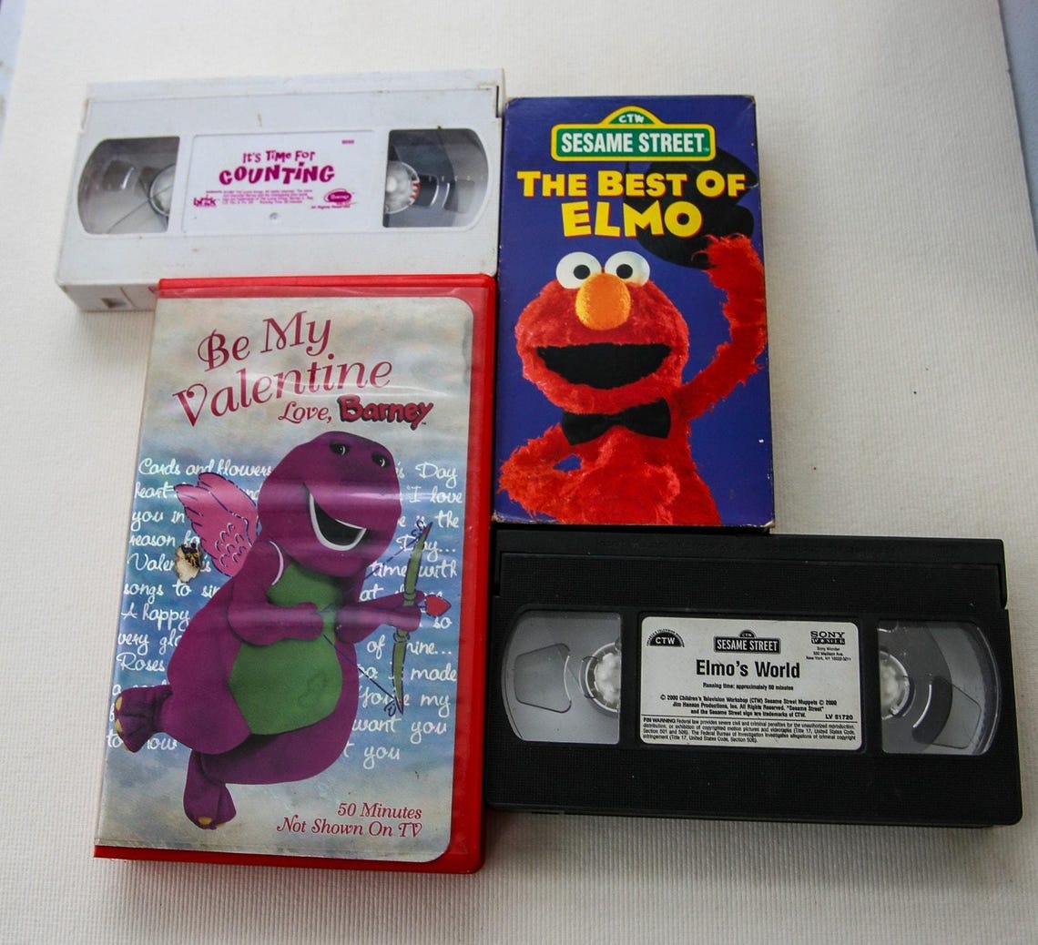 Vintage Sesame Street and Barney VHS Lot Elmo Elmos World 90s Preschool ...