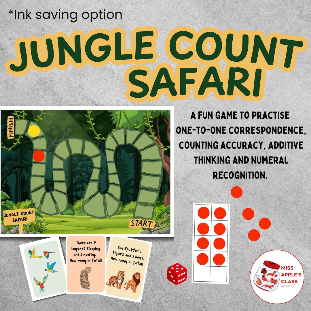 Jungle Count Safari | Counting Game 1–20 | Kindergarten Math Centres ...