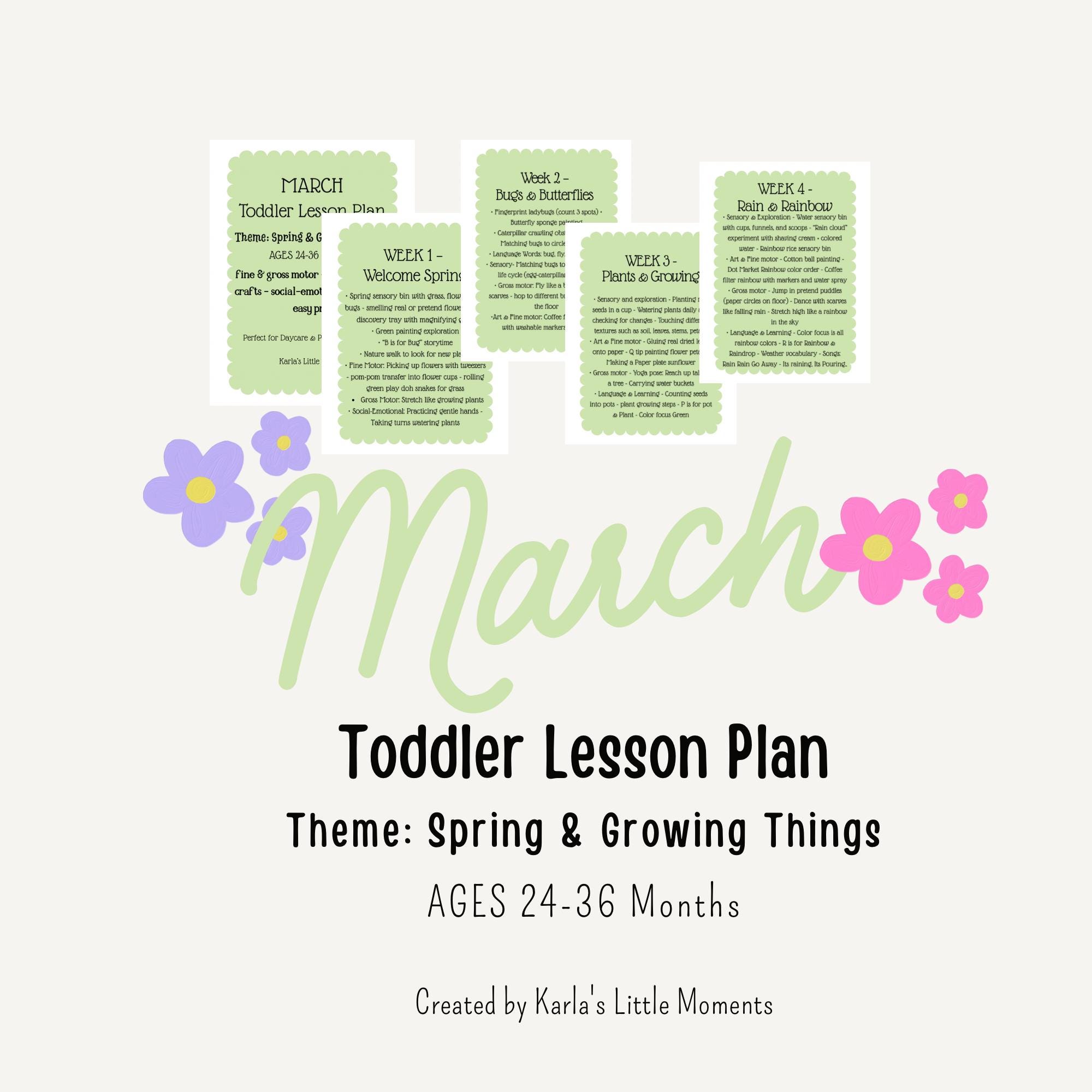 March Toddler Lesson Plan | Spring Activities for Ages 2-3 (PDF Pattern ...