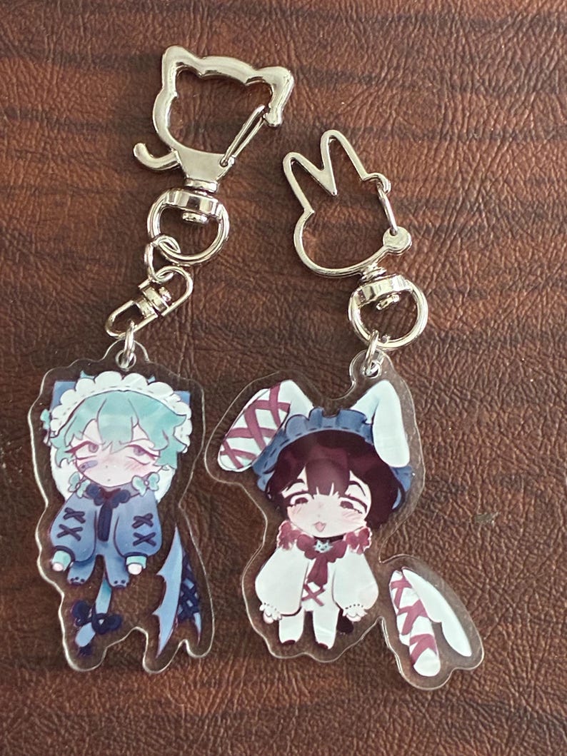 Alien Stage Cat and Bunny Small Acrylic Keychains - Etsy