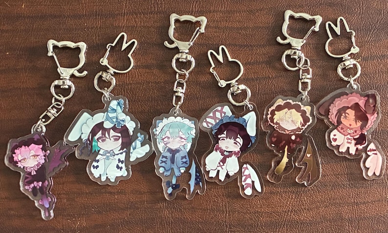 Alien Stage Cat and Bunny Small Acrylic Keychains - Etsy