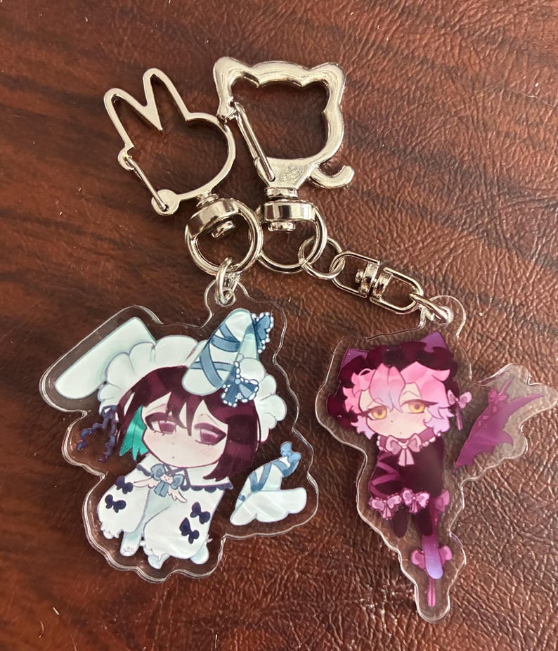 Alien Stage Cat and Bunny Small Acrylic Keychains - Etsy