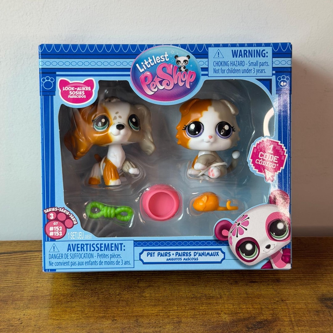 New Littlest Pet Shop LPS 152 153 Cocker Spaniel Dog Kitten Cat Look a ...