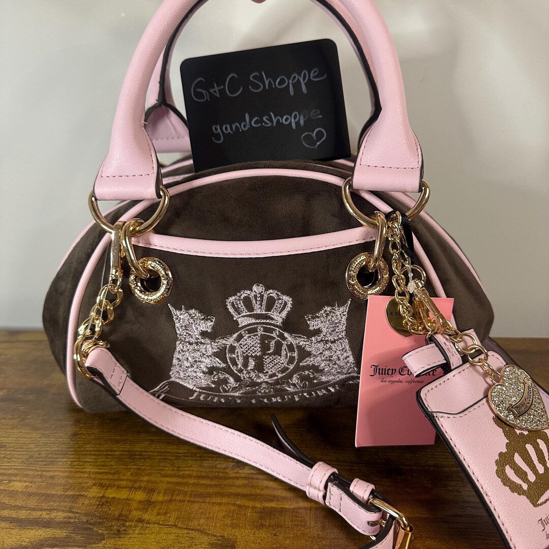 New Juicy Couture Classic Scottie Dogs Satchel Crossbody Handbag Pink ...