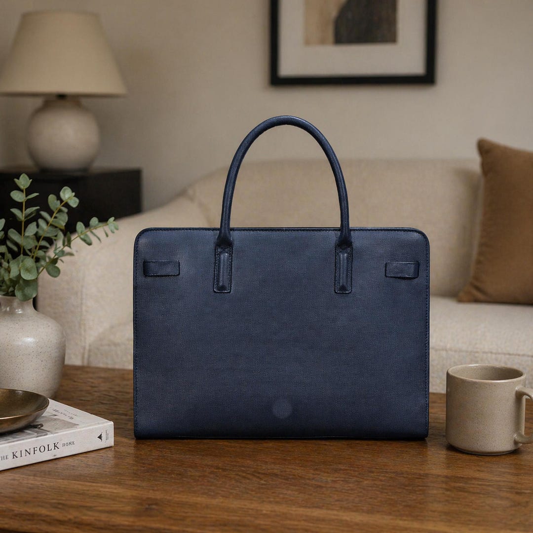Minimal Leather Work Tote Bag Women Laptop Bag 15 Inch A4 Office Purse ...