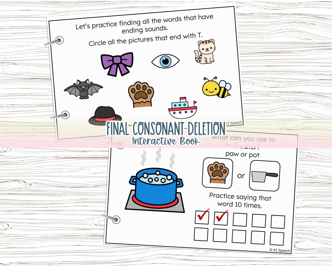 Final Consonant Deletion Minimal Pairs Speech Therapy Interactive Book ...