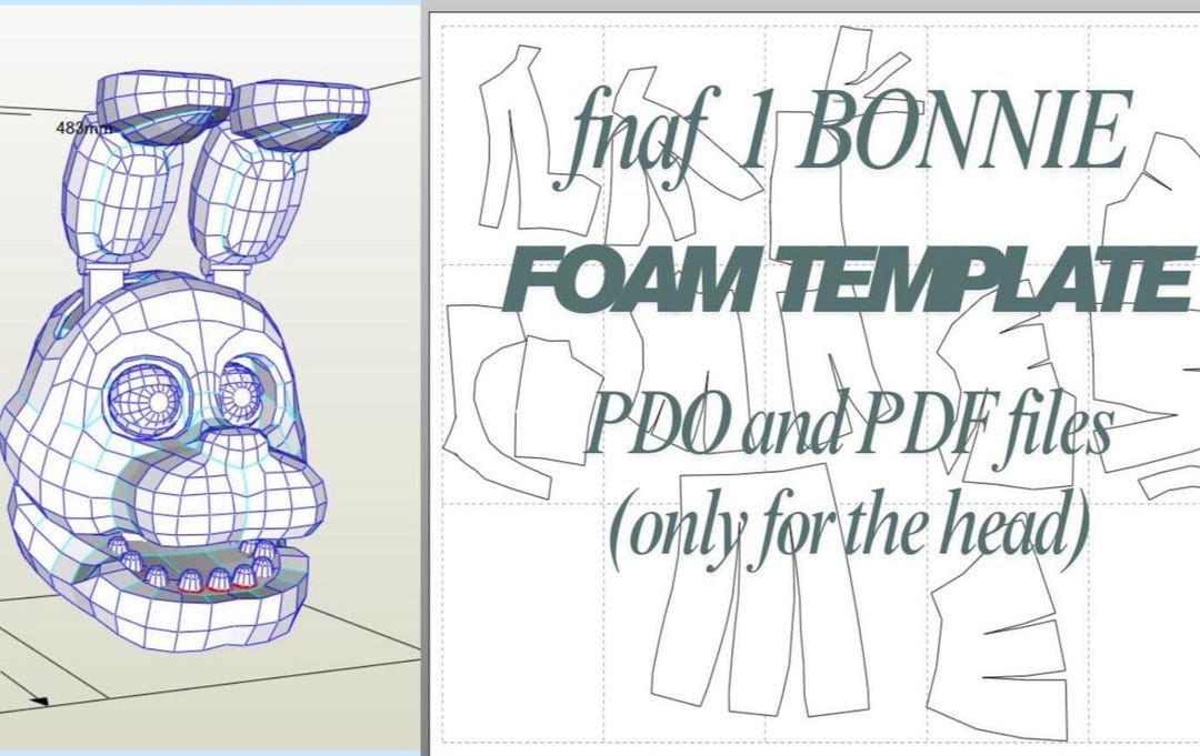 FNAF Bonnie Head Pepakura - PDF & PDO Files - Five Nights at Freddy's ...