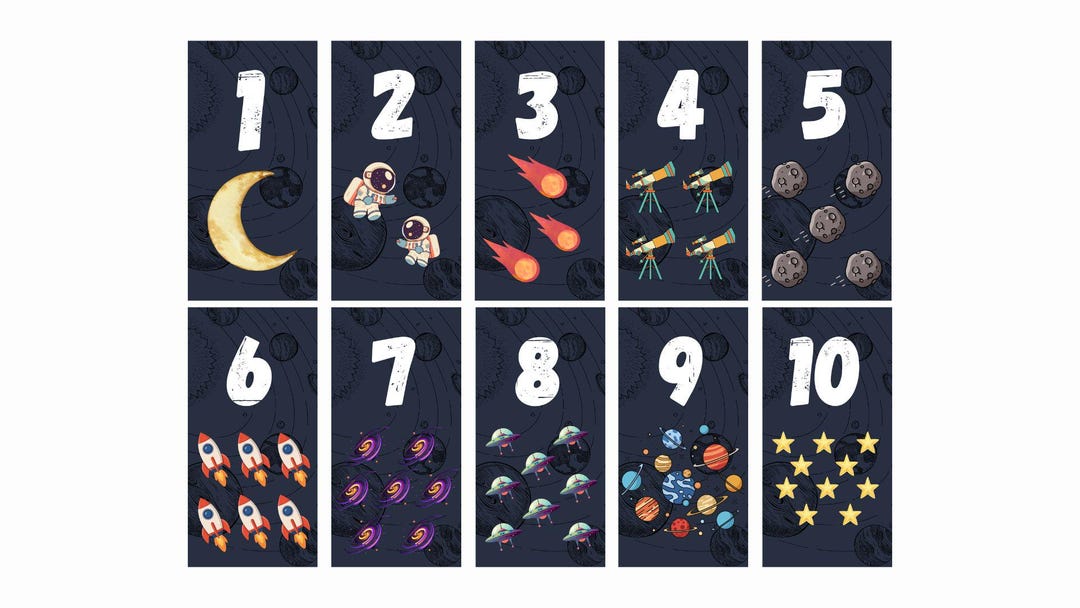 Outer Space Educational Printable (shapes, Colors, Numbers, Emotions ...