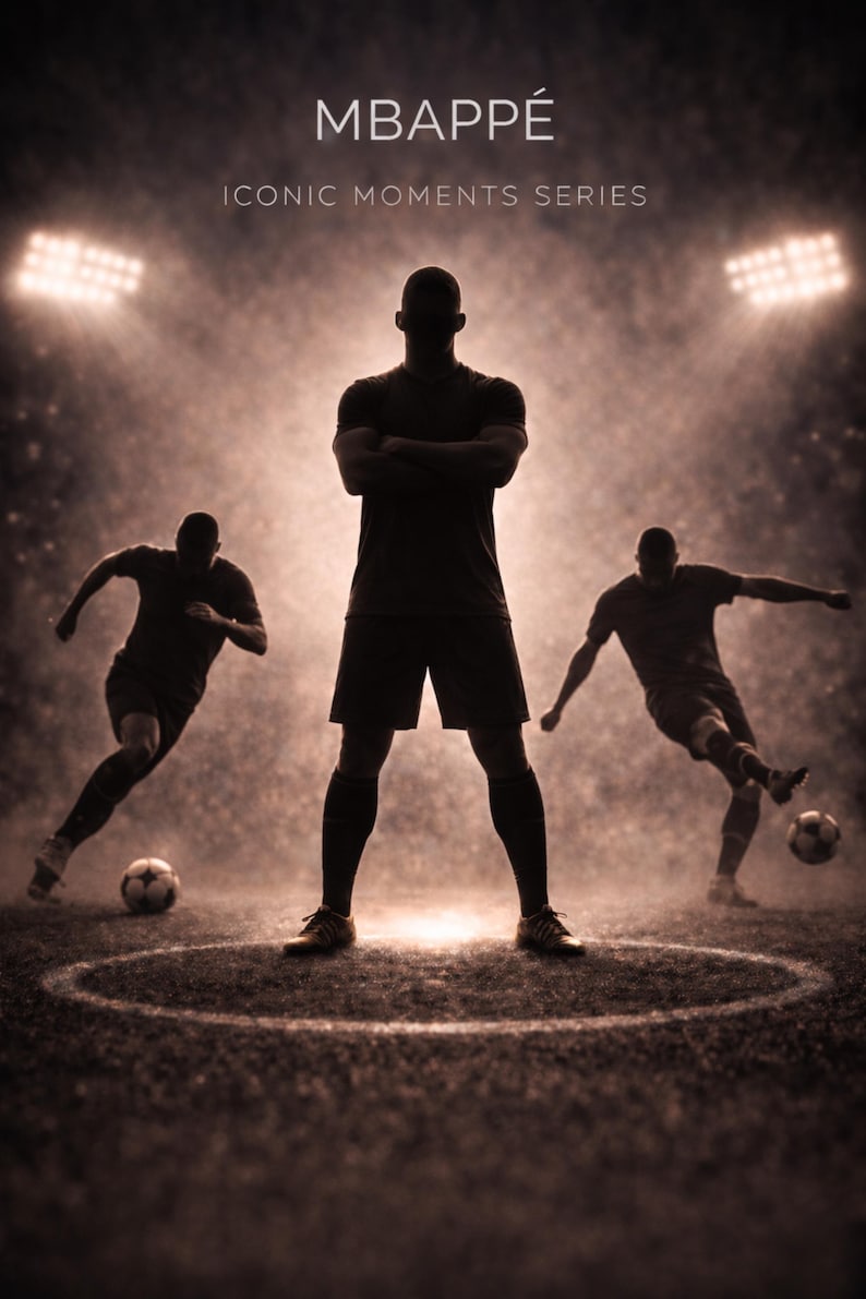 Kylian Mbappé Silhouette Print, Iconic Football Poster (digital ...