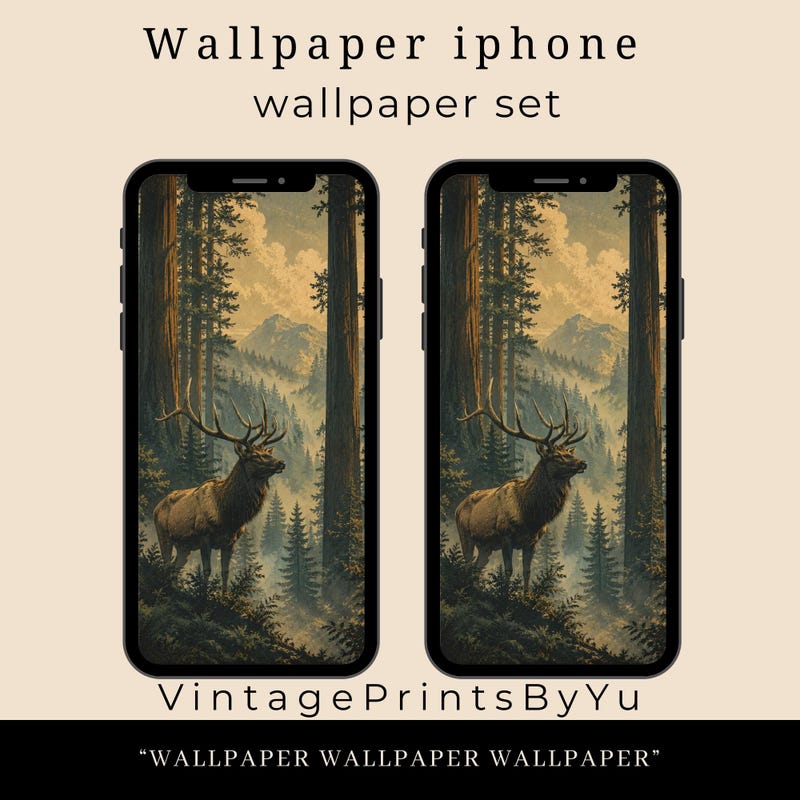 Forest and Elk Wallpaper - Etsy