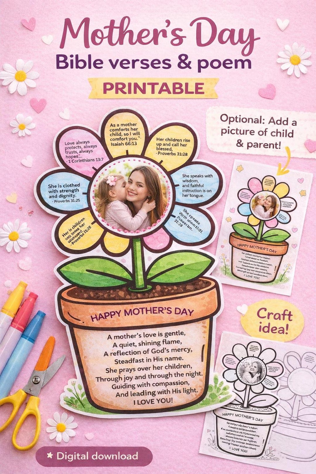 Mother’s Day Bible Verse Flower Craft (KJV) | Christian Printable ...