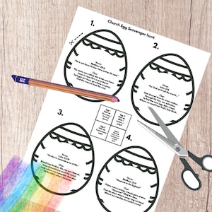 Easter Church Scavenger Hunt Printable | Bible Verse Egg Hunt Clues ...