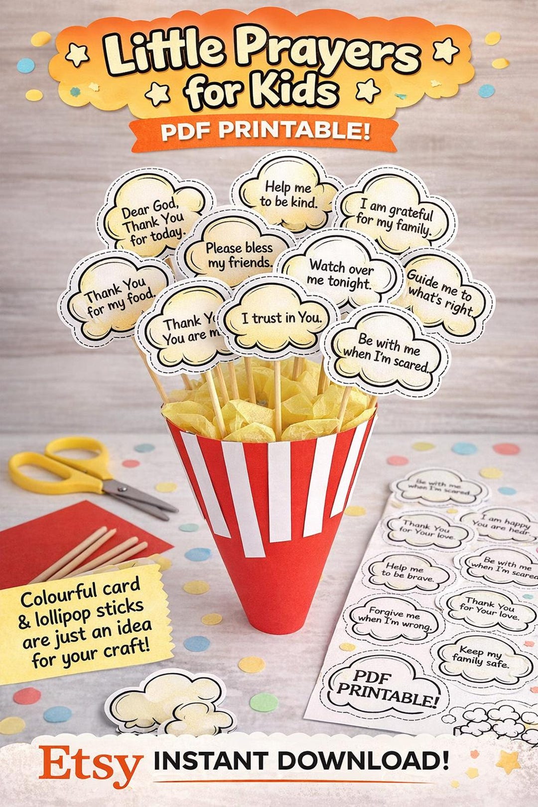 Popcorn Prayer Craft for Kids Christian Printable Sunday School Craft ...