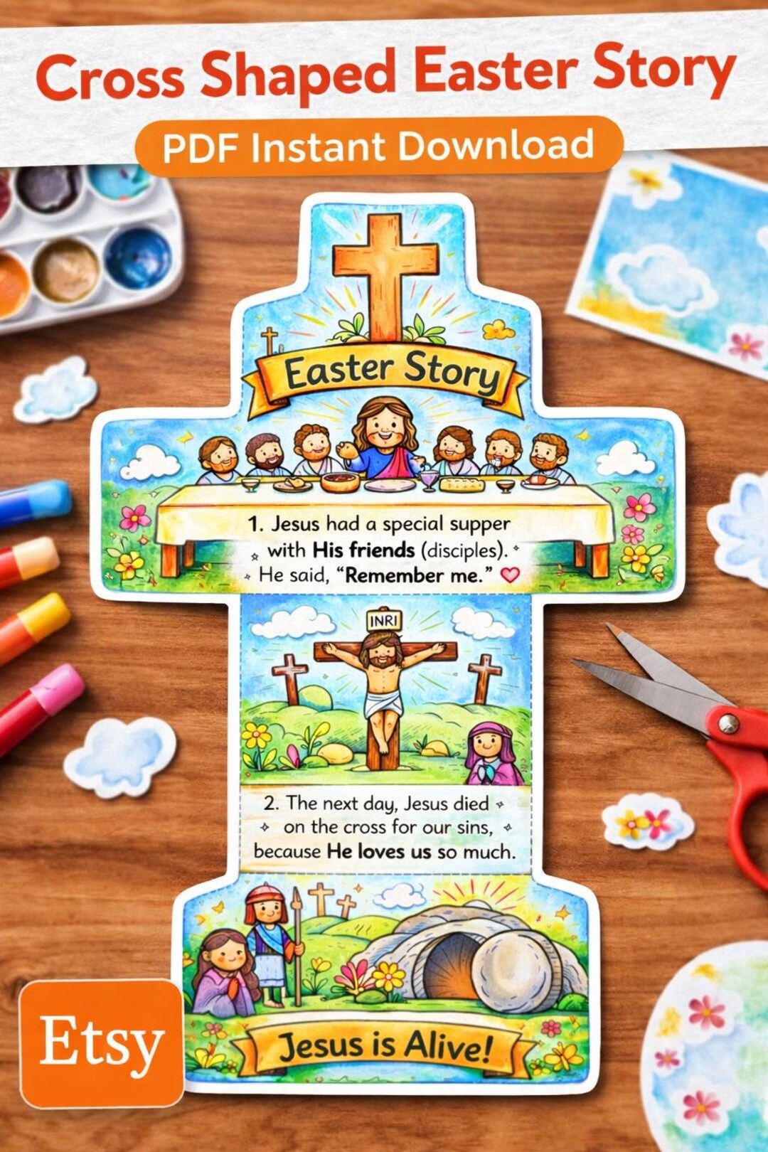 Cross Shaped Easter Story Craft | Christian Easter Activity for Kids ...