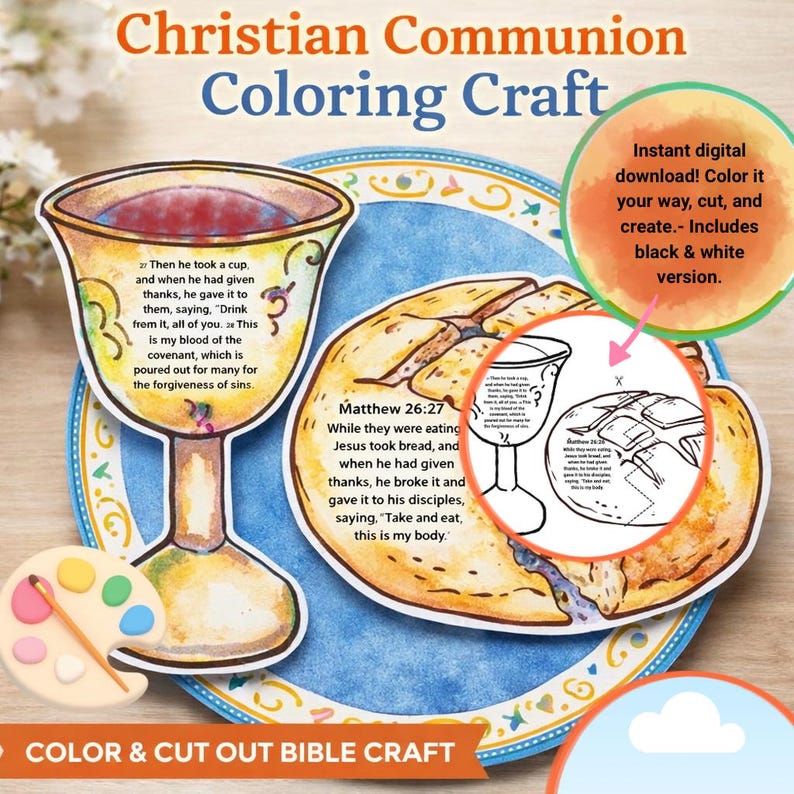 Christian Communion Craft for Kids | Last Supper Sunday School Activity ...