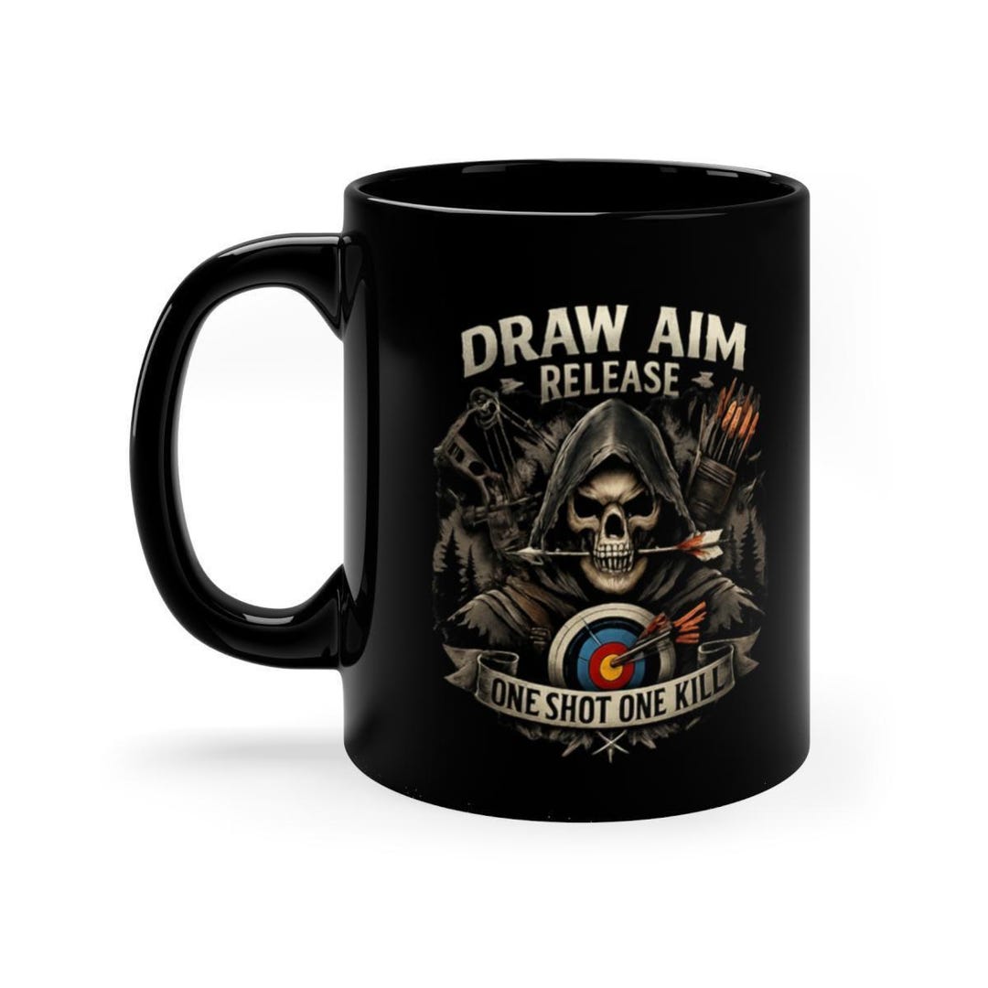Archery Mug, Reaper Skull, One Shot, Bow Hunting Gift, Gothic Arrow ...