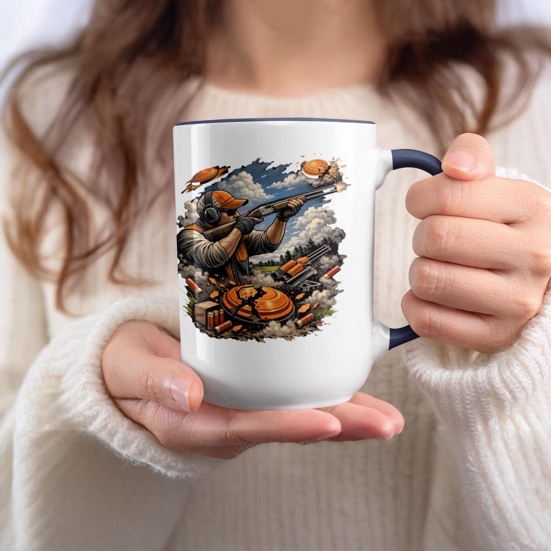 Skeet Shooting Mug, Clay Pigeon, Shooting Sport, Hunter Gift, Target ...