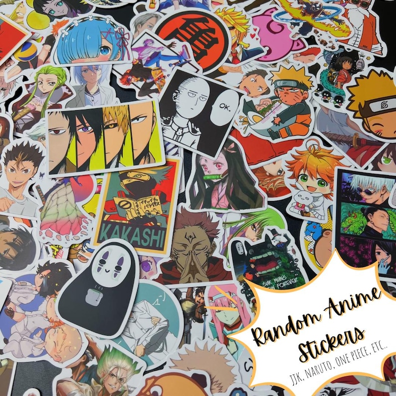 Random Assorted Anime Stickers, 100pc Themed Anime Waterproof Vinyl ...