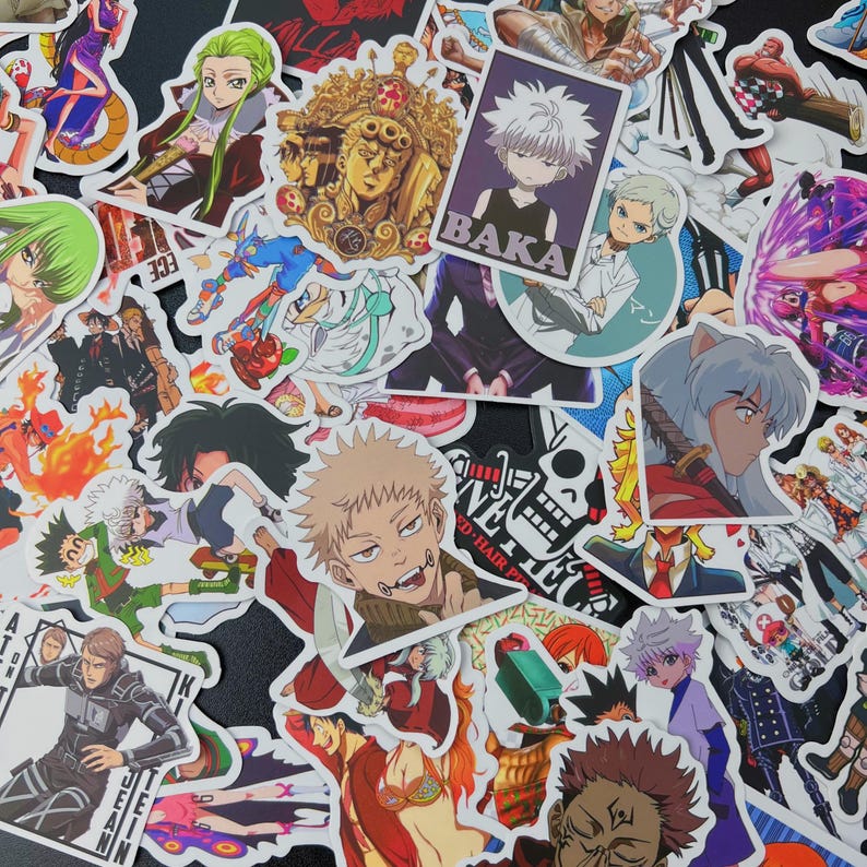 Random Assorted Anime Stickers, 100pc Themed Anime Waterproof Vinyl ...
