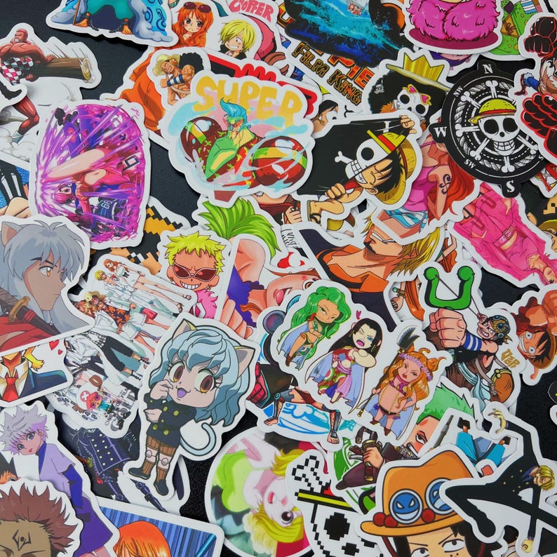 Random Assorted Anime Stickers, 100pc Themed Anime Waterproof Vinyl ...
