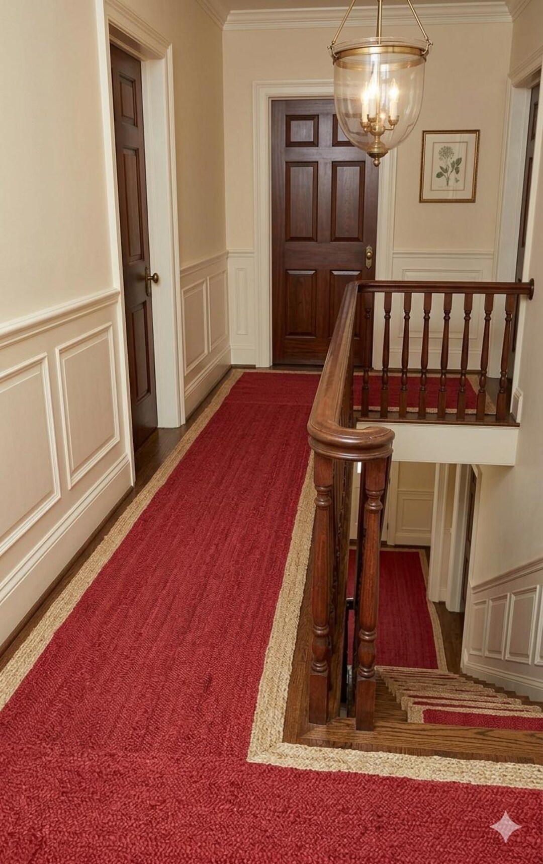 Handwoven Red Jute Rug With Natural Border - Large Area Rug for Living ...
