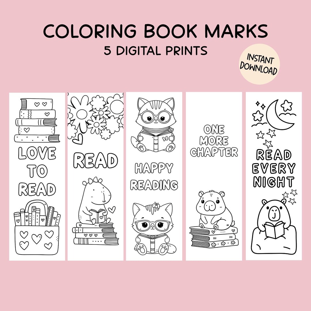 Printable Coloring Bookmarks for Kids, Cute Animal Reading Bookmark ...