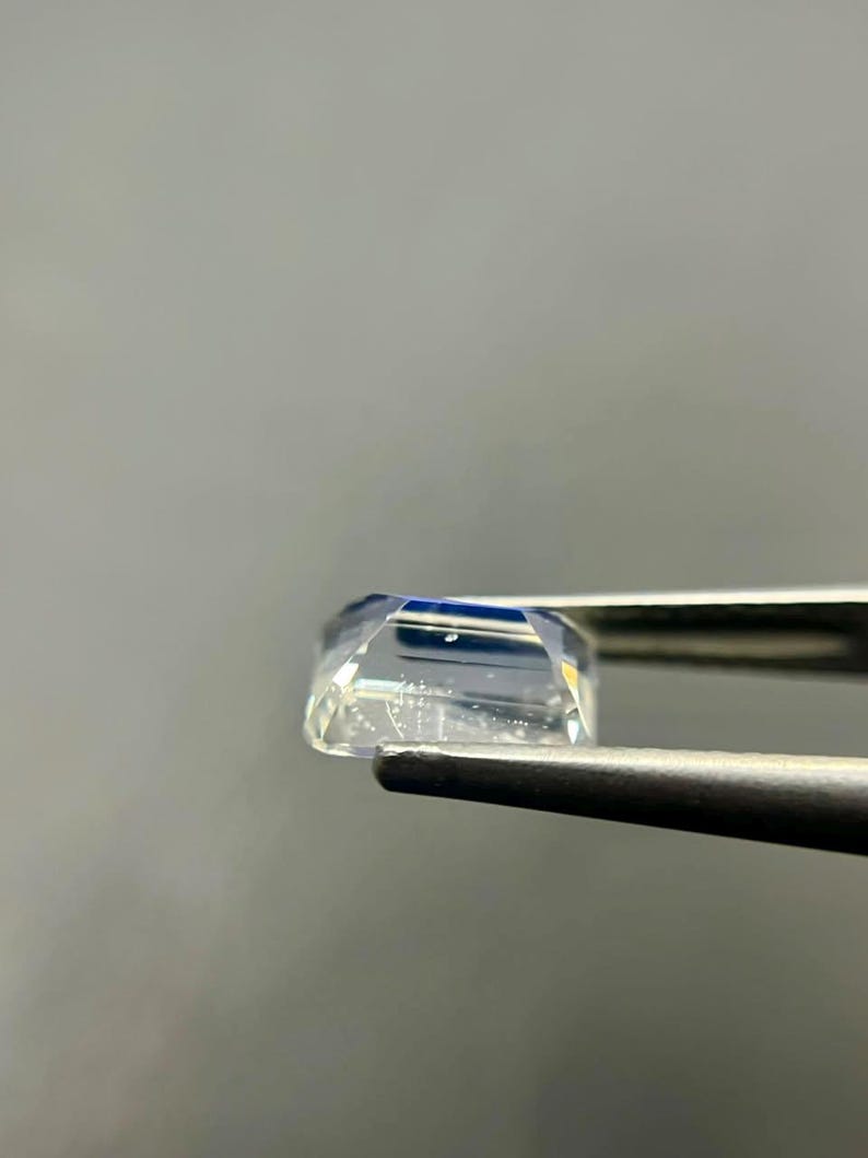 Natural Blue Flash Moonstone Emerald Cut Gemstone (8x5 Mm ...