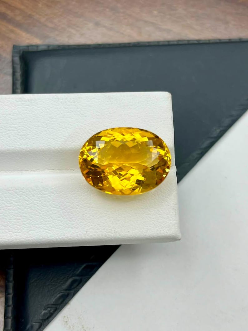 Natural Rich Yellow Oval Citrine Gemstone | AAA Quality Faceted Loose ...