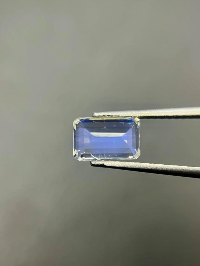 Natural Blue Flash Moonstone Emerald Cut Gemstone (8x5 Mm ...