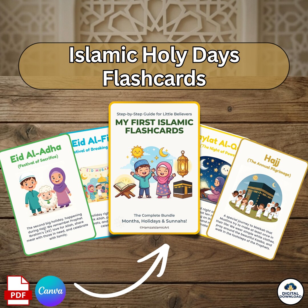 Printable Islamic Flashcards for Kids | Muslim Holidays, Ramadan, Eid ...