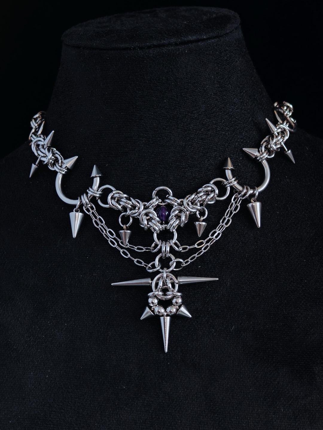 Handmade Gothic Layered Chainmail Necklace • Stainless Steel Natural ...
