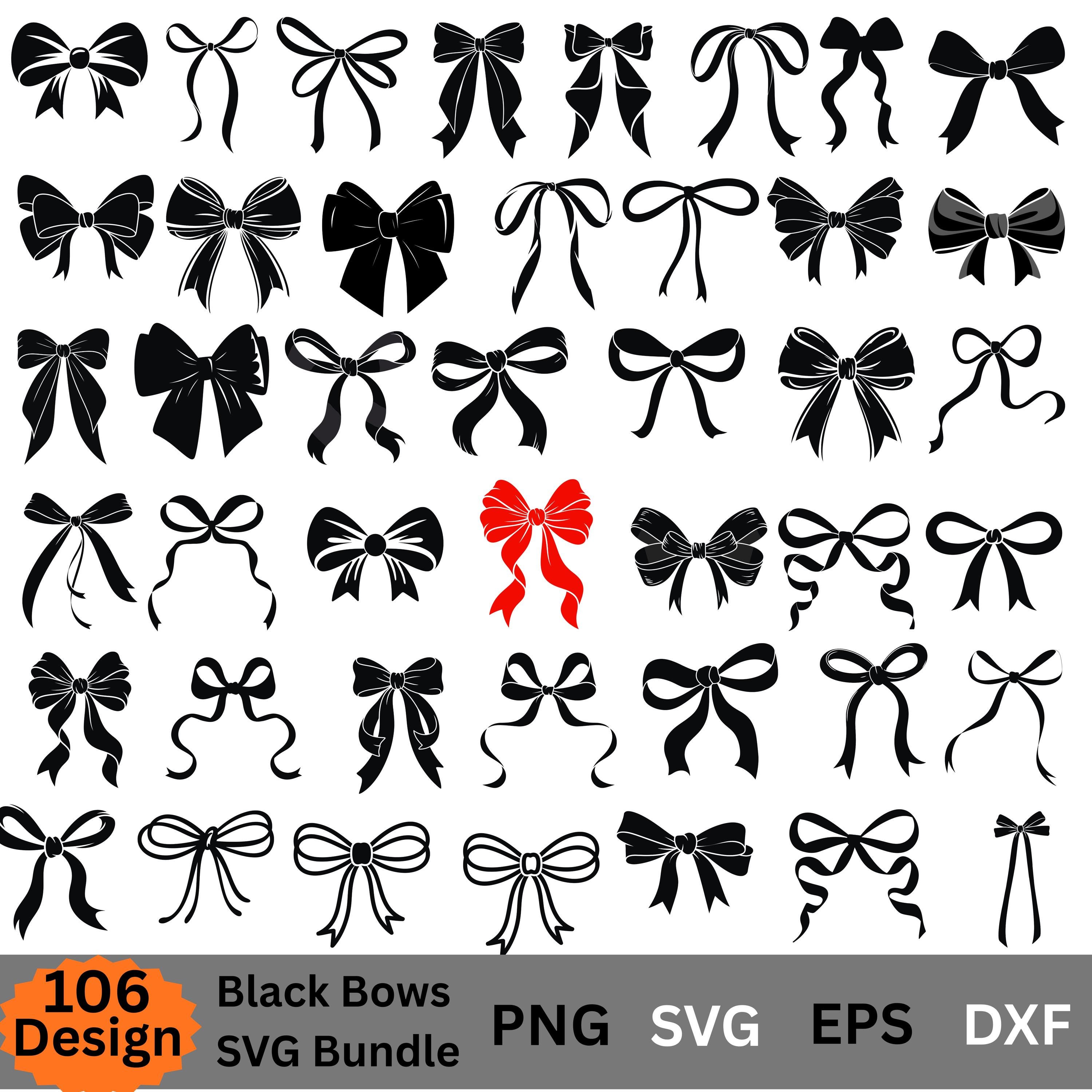 Black Bow SVG Bundle,coquette Ribbon Bows PNG SVG Eps Dxf,cute Girly ...
